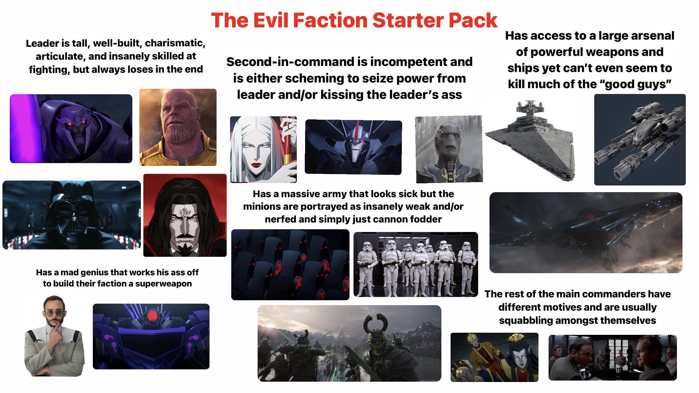 The Evil Faction Starter Pack | /r/starterpacks | Starter Packs | Know ...
