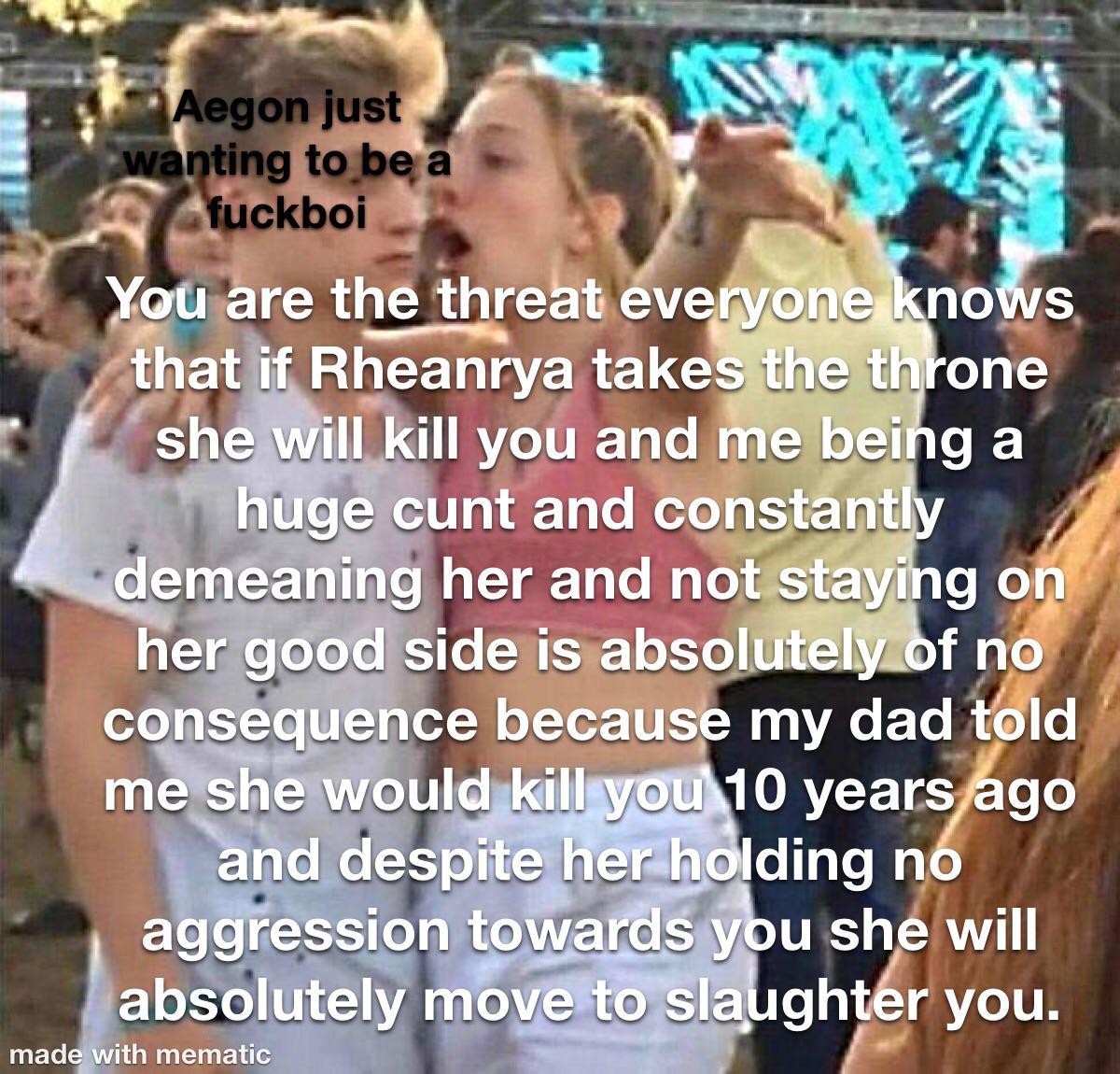 Alicent being 5head. sucks that i liked Aegon here and seeing what she turned him into will ...