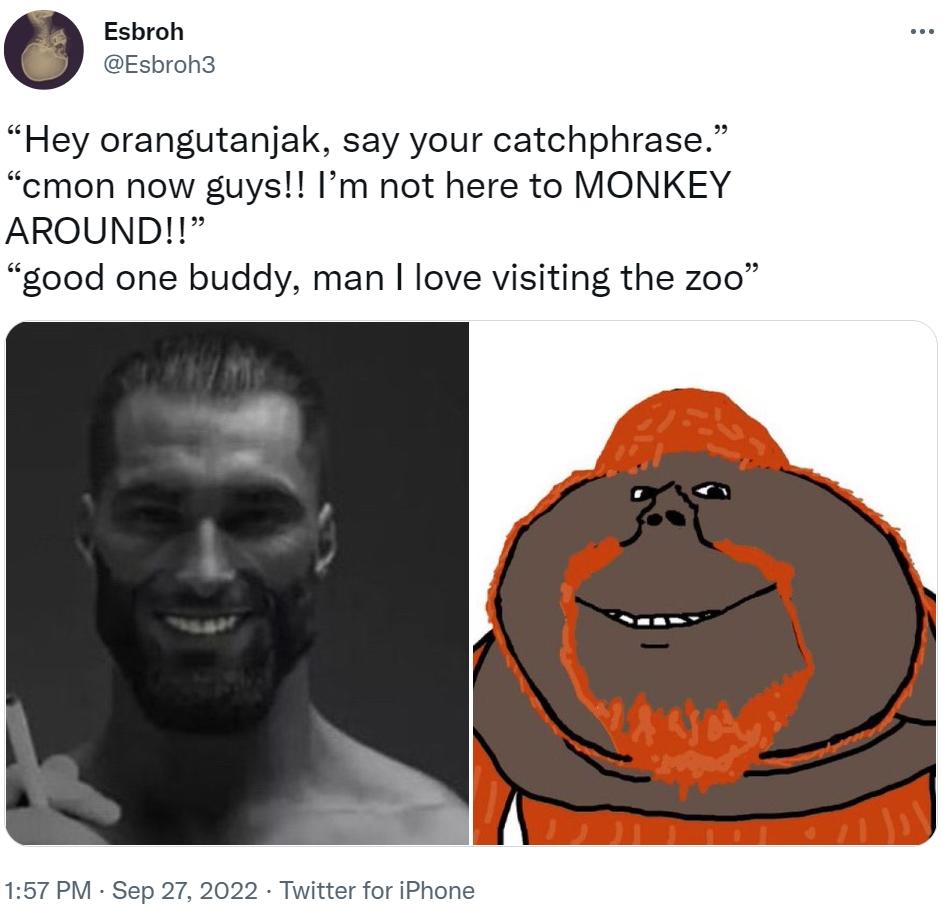 “Hey orangutanjak, say your catchphrase.” | Say the Line, Wojak | Know ...