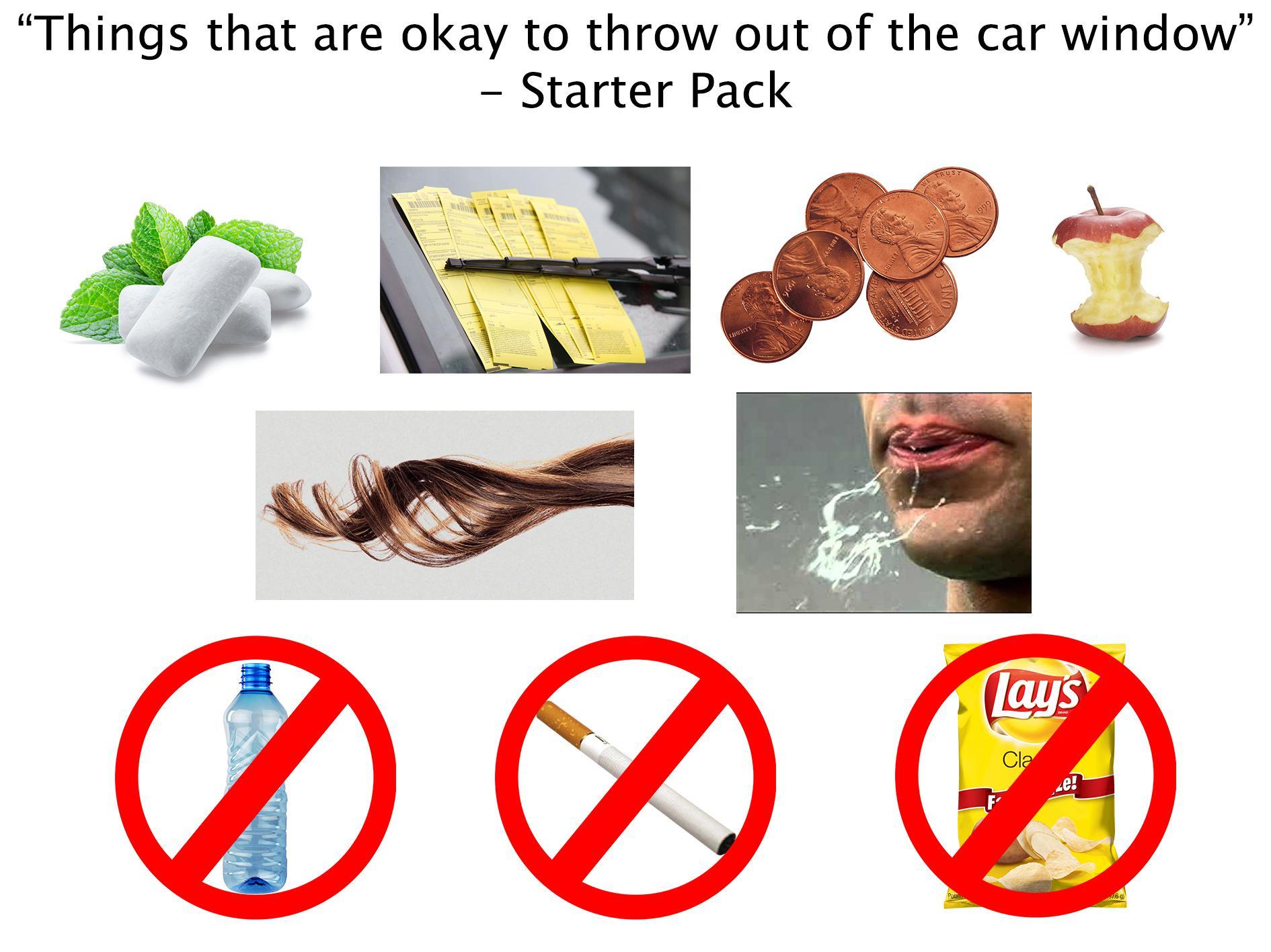 Things That Are Okay To Throw Out Of The Car Window Starter Pack | /r ...