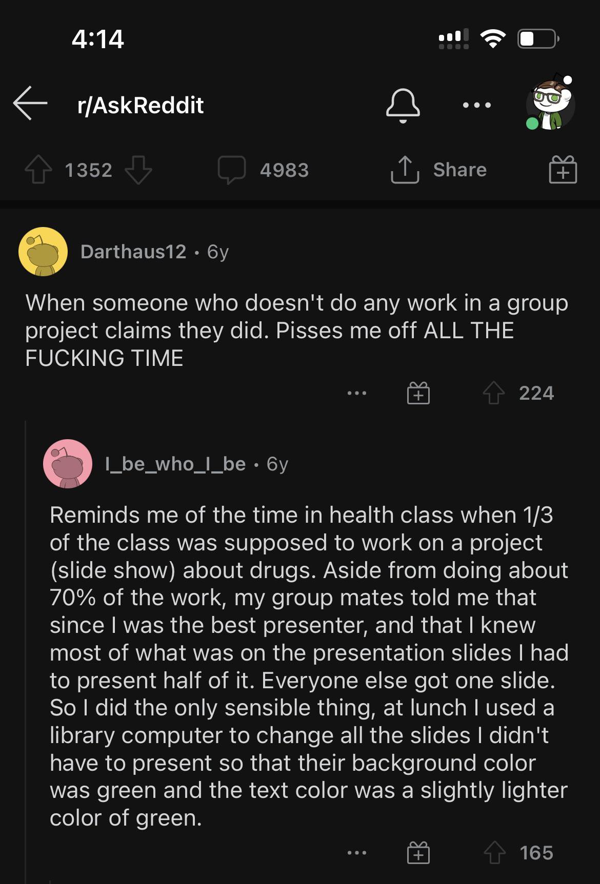 When you don’t put effort into a group project. | /r/madlads | Mad Lad ...