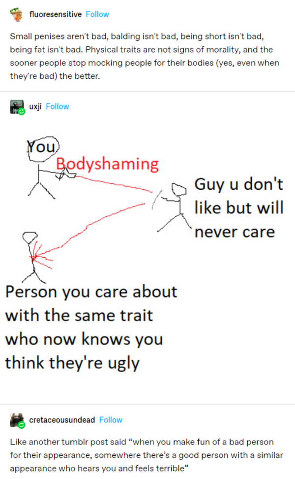 "When You Make Fun of a Bad Person for Their Appearance, Somewhere ...