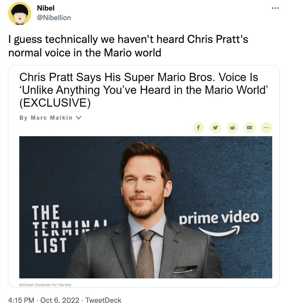 Technically True Chris Pratts Mario Voice Know Your Meme