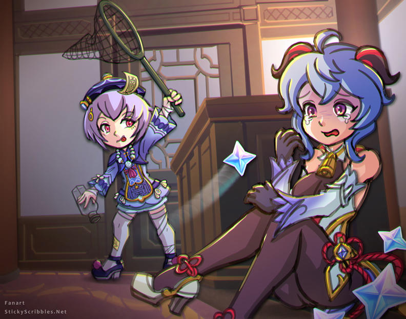 Ganyu hiding from Terminator Qiqi | Anime Girl Hiding From a Terminator ...