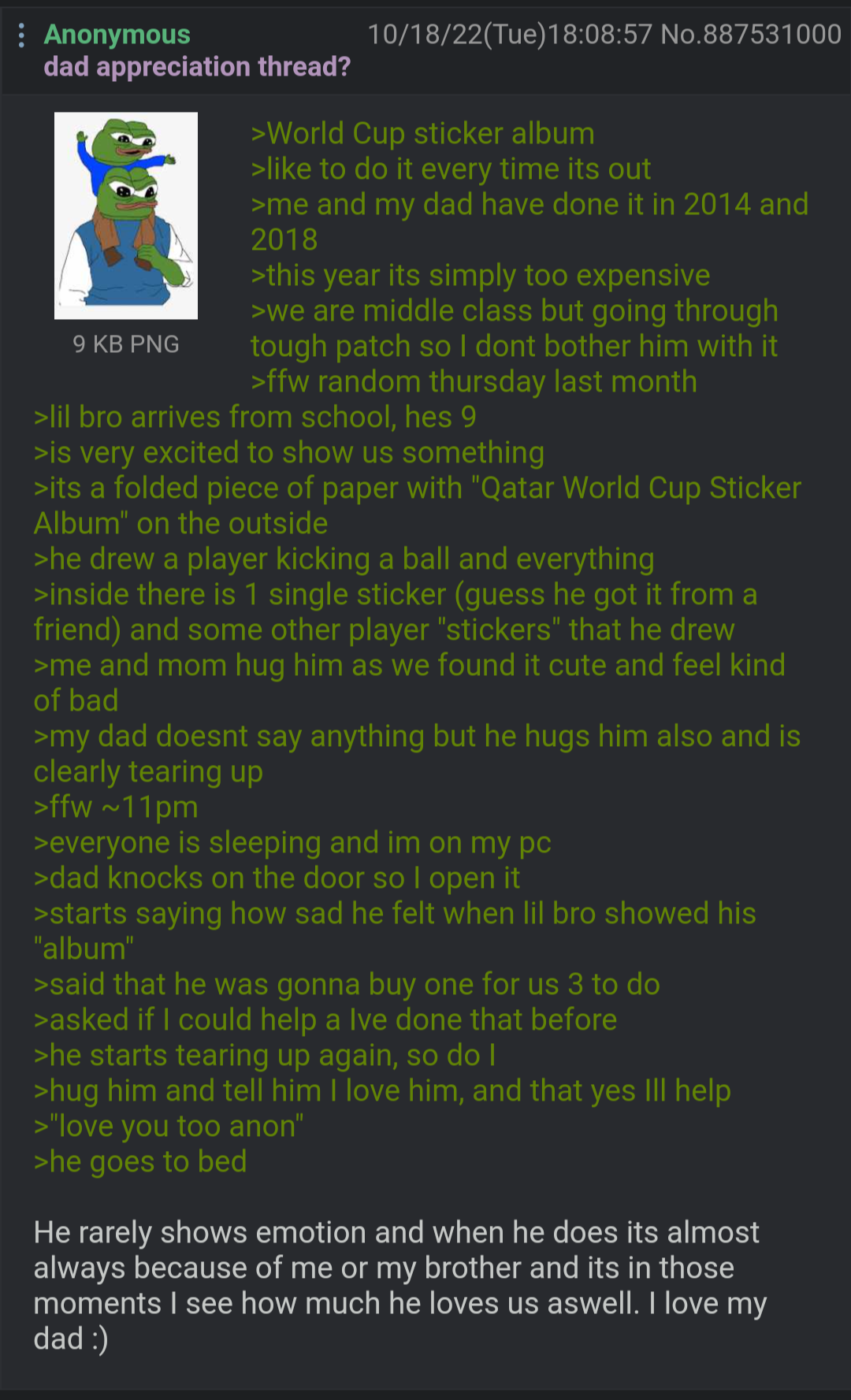 Anon loves his dad | /r/Greentext | Greentext Stories | Know Your Meme