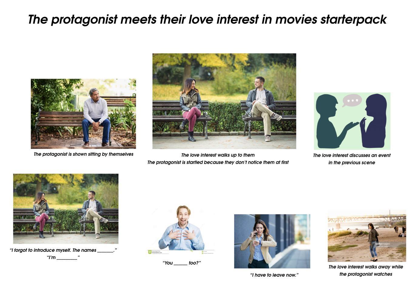 The protagonist meets their love interest in movies starterpack | /r ...