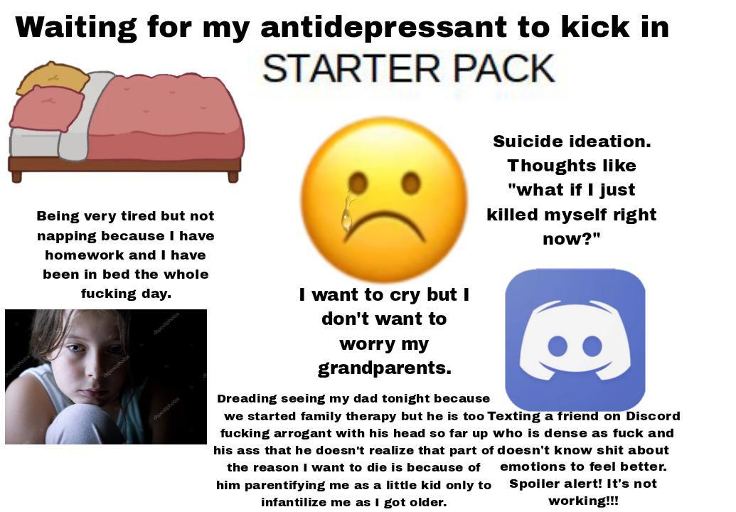 OP making a vent meme in hopes of feeling better starterpack | /r ...