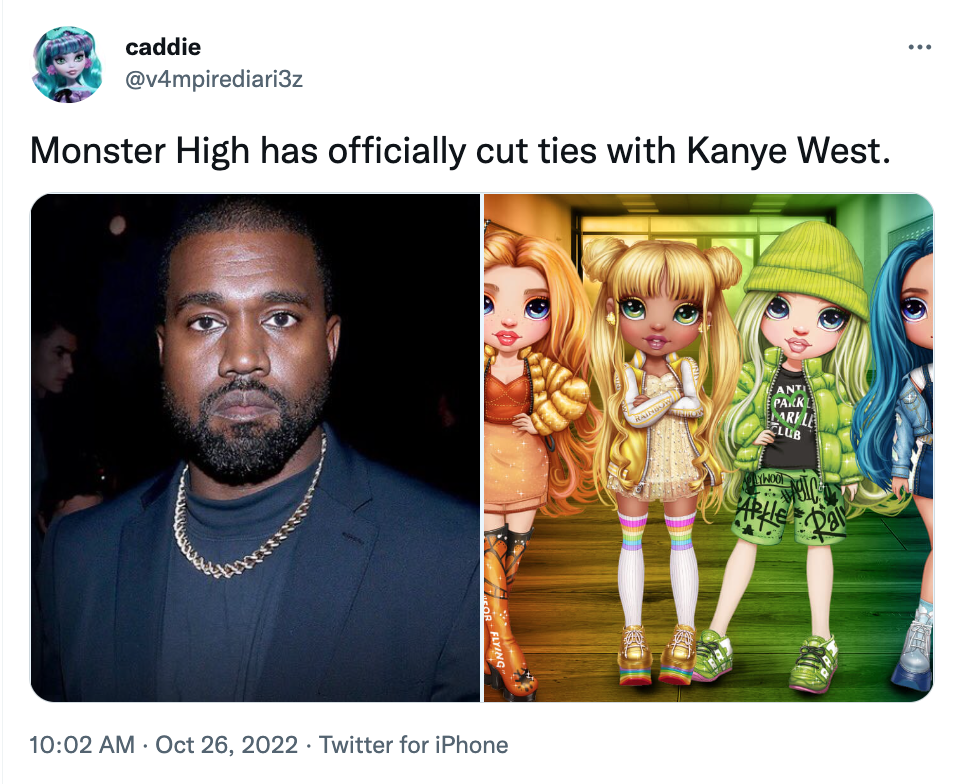 Monster High | X Has Officially Cut Ties with Kanye West | Know Your Meme