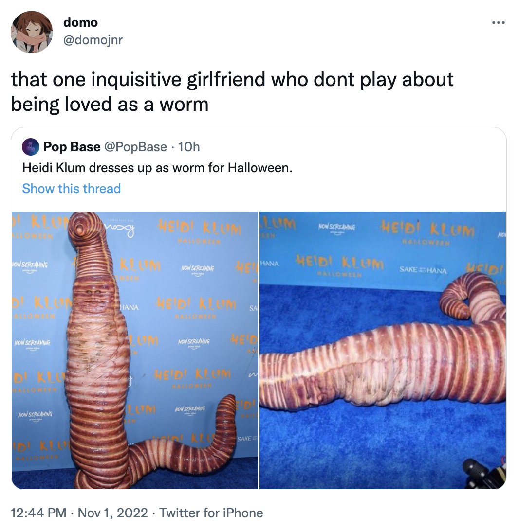 Heidi Klum Worm Costume (Meme) | Heidi Klum's Worm Costume | Know Your Meme