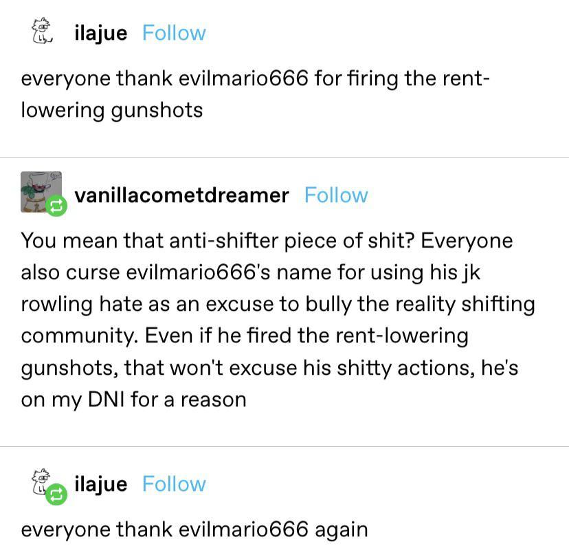 Rent lowering gunshots | Reality Shifting | Know Your Meme