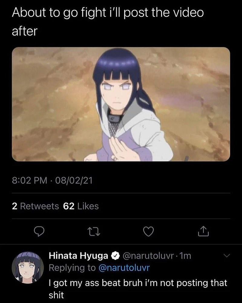 Hinata about to go fight | About To Go Fight I'll Post The Video After ...