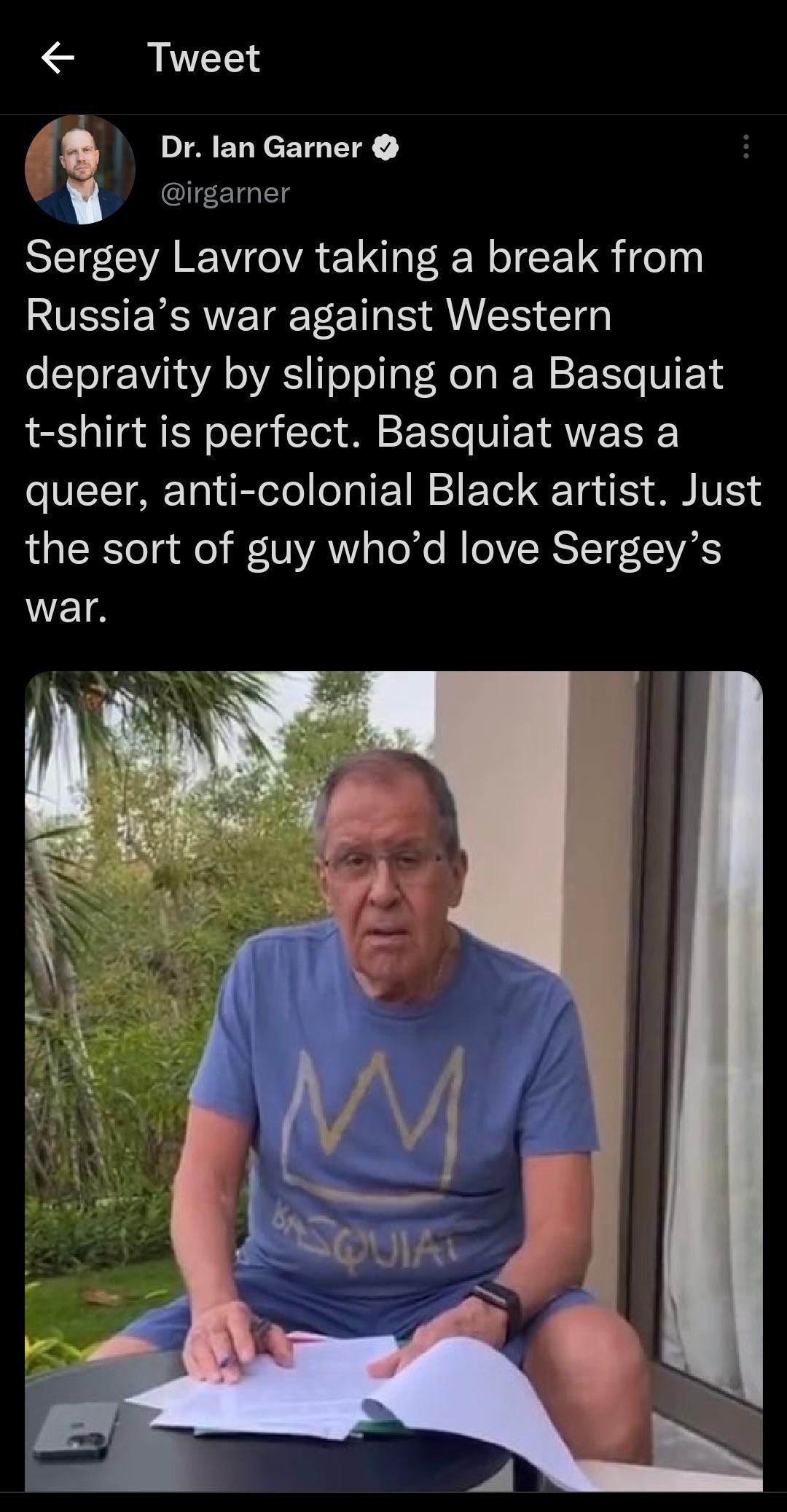 Sergei Lavrov wearing an interesting choice of casual clothing | 2022 ...