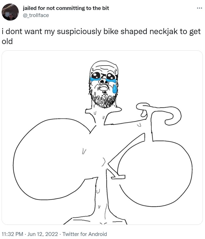 i dont want my suspiciously bike shaped neckjak to get old ...