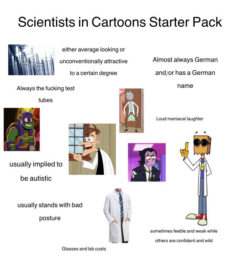 Scientists in Cartoons Starter Pack | /r/starterpacks | Starter Packs ...