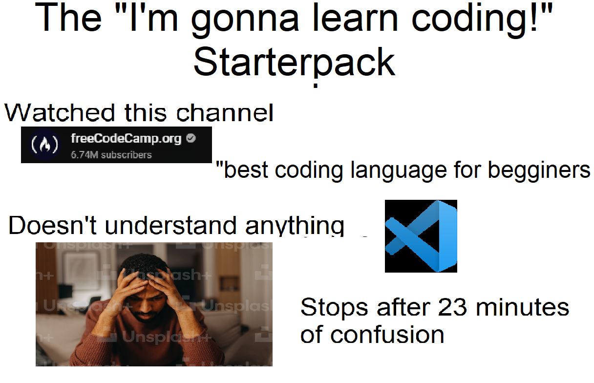 The "I'm gonna learn coding!" Starterpack: | /r/starterpacks | Starter ...