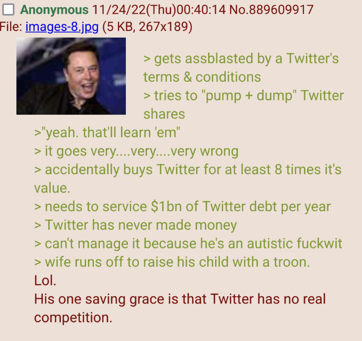Elon buys Twitter | /r/Greentext | Troon (Slang) | Know Your Meme