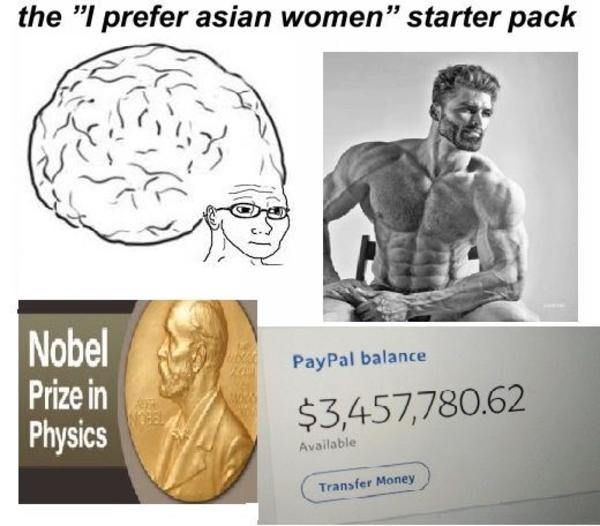 The "I prefer Asian women" starter pack | Big Brain Wojak | Know Your Meme