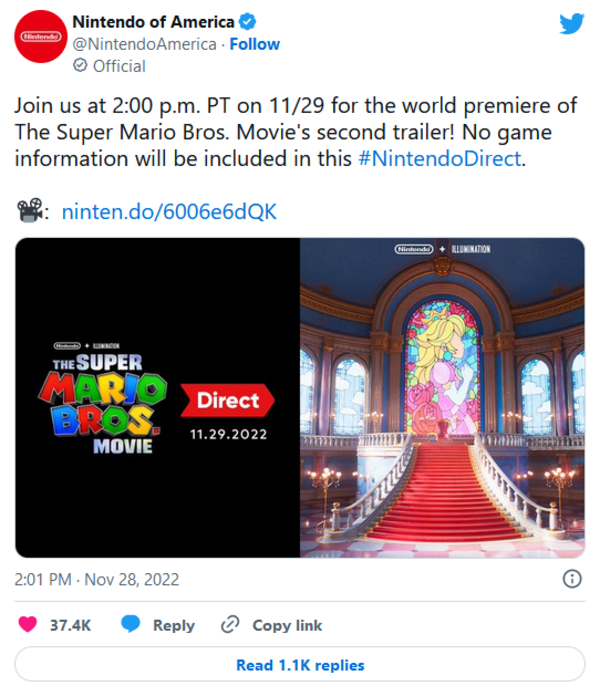 Direct announcement for Mario Movie's second trailer | The Super Mario ...