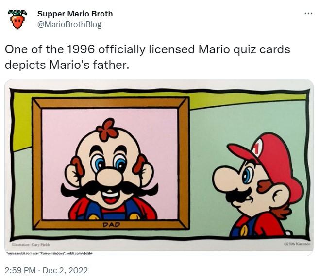 One of the 1996 officially licensed Mario quiz cards depicts Mario's ...