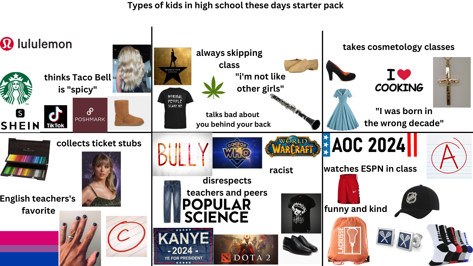 Types of kids in high school these days starter pack | /r/starterpacks ...