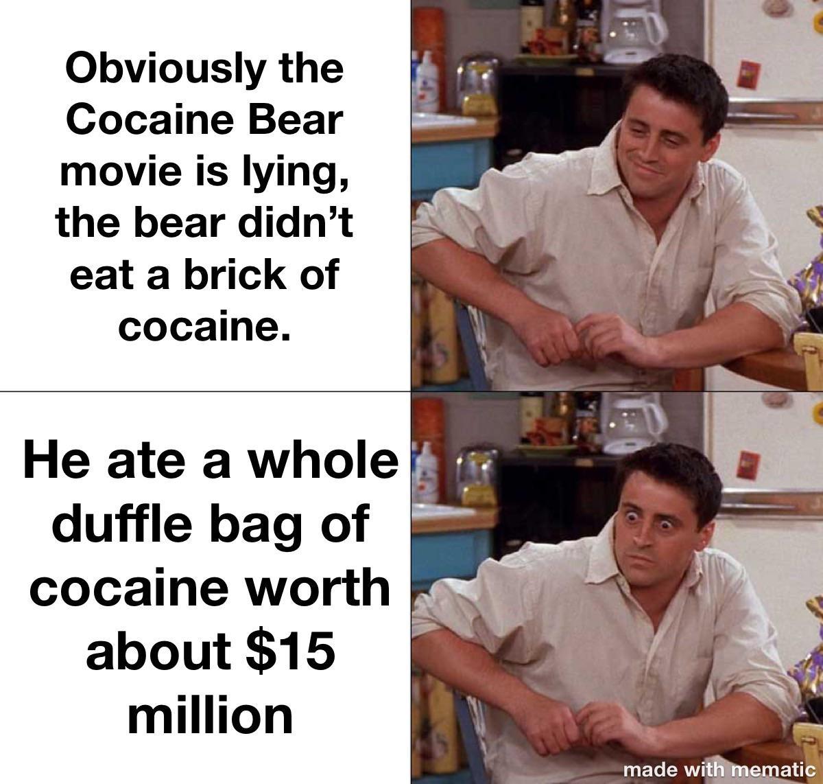 Yeah it’s toned down…a bit | /r/memes | Cocaine Bear (2023 Film) | Know ...
