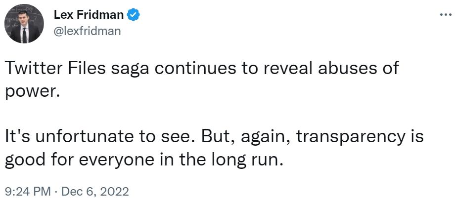 Again, transparency is good for everyone in the long run. | Twitter ...