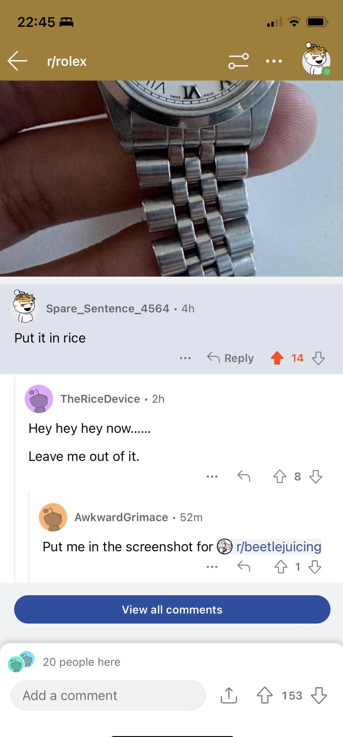 Rice juicing ? | /r/beetlejuicing/ | Beetlejuicing | Know Your Meme