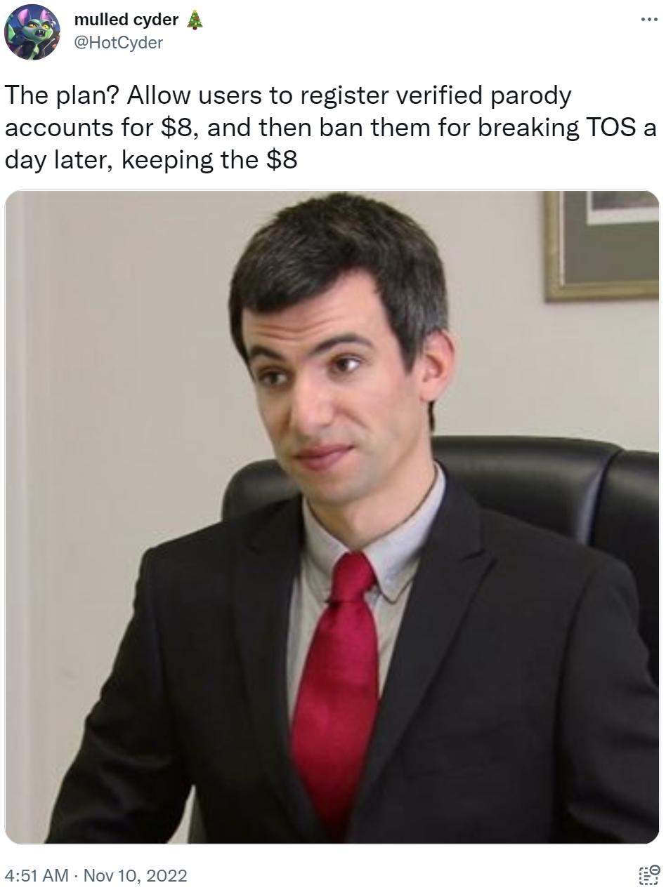 The plan? Allow users to register verified parody accounts for $8, and ...