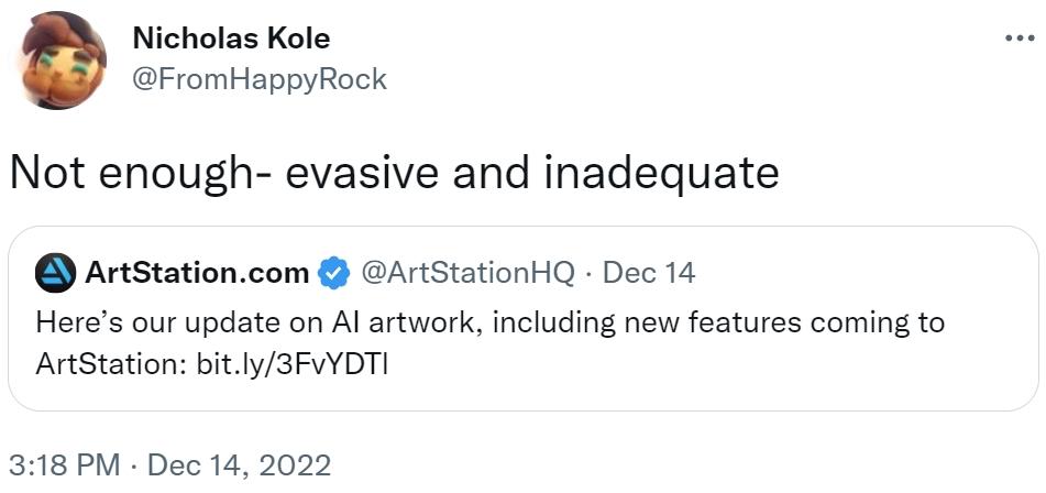 Not enough- evasive and inadequate | ArtStation Anti-AI Protest | Know ...