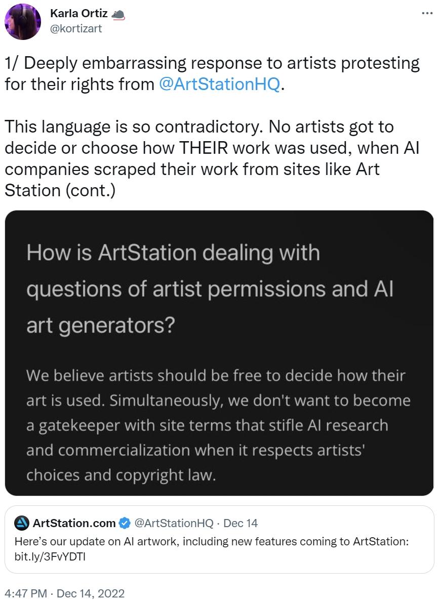 1/ Deeply embarrassing response to artists protesting for their rights ...