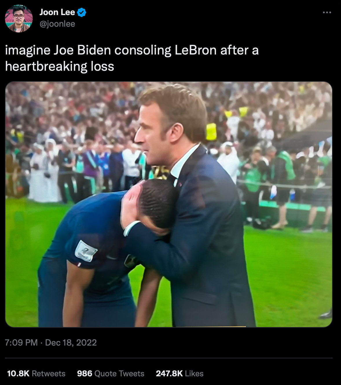 Joe Biden LeBron | Macron Consoling Mbappe | Know Your Meme