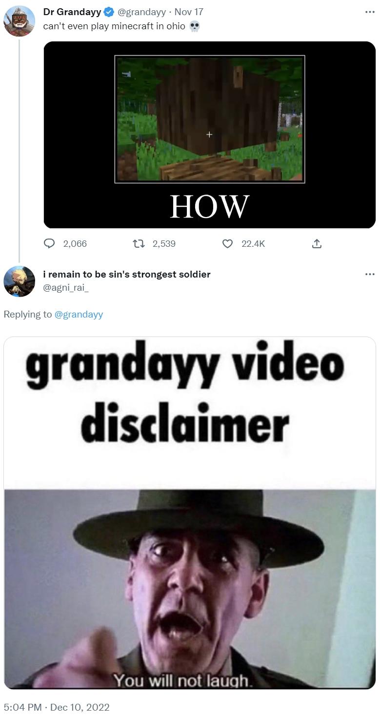 Grandayy Video Disclaimer (Can't Even Play Minecraft in Ohio ...