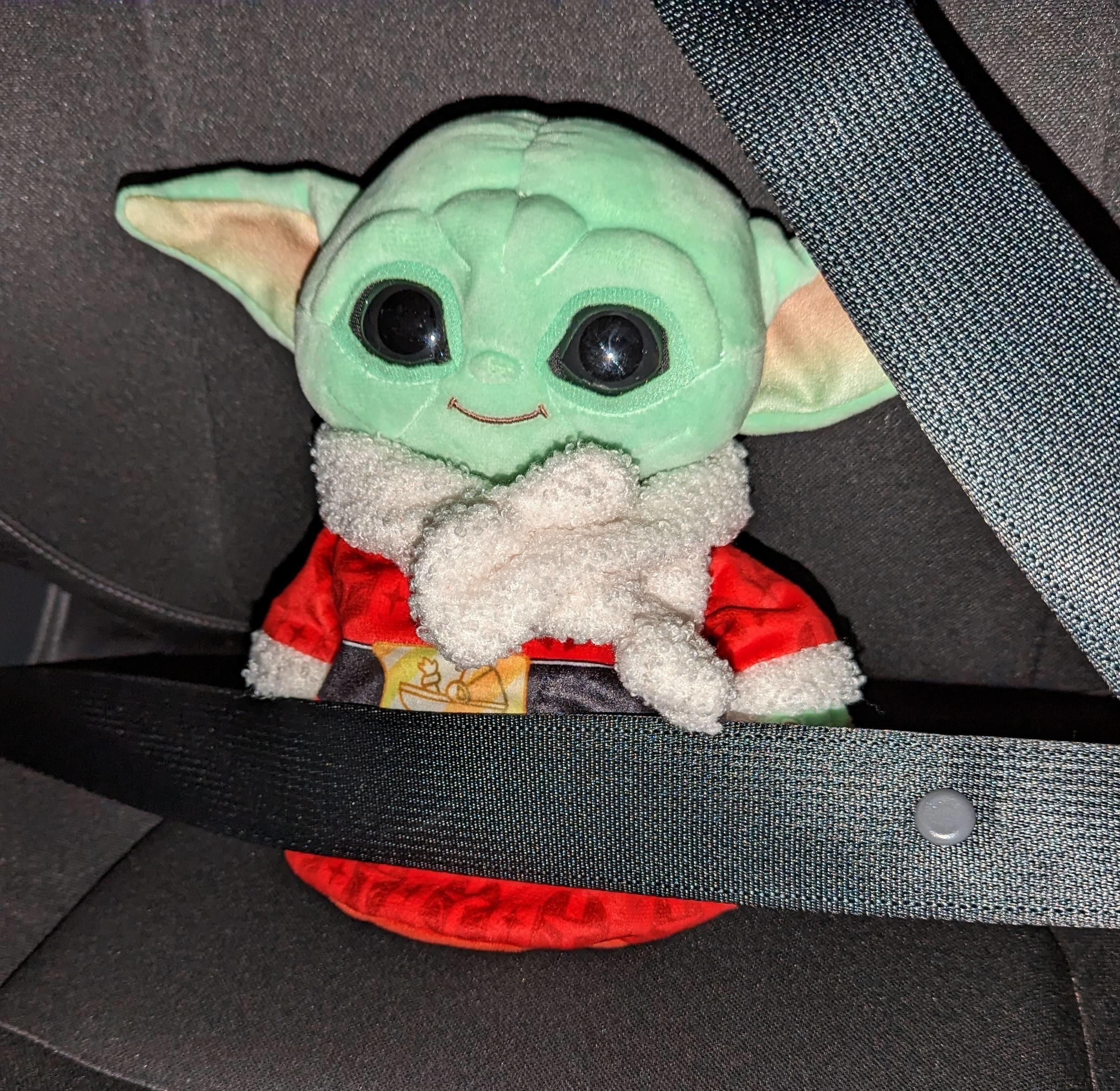 All buckled up and ready to spread the holiday cheer. | /r/BabyYoda ...