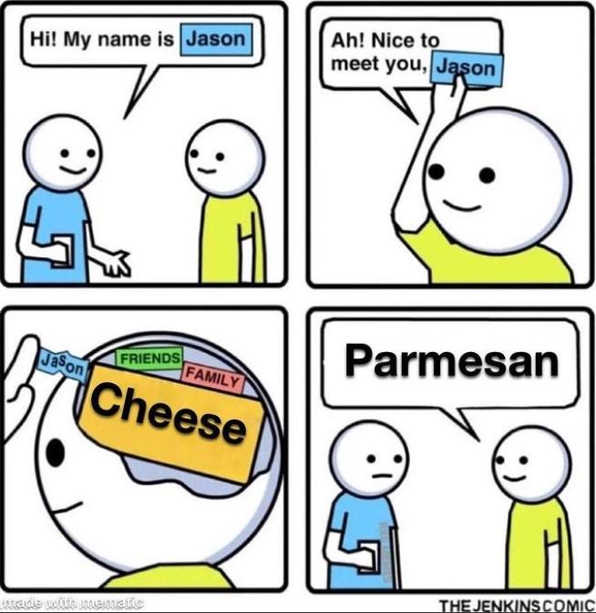 parmesan | Hi! My Name Is Jason / Remembering People's Names | Know ...
