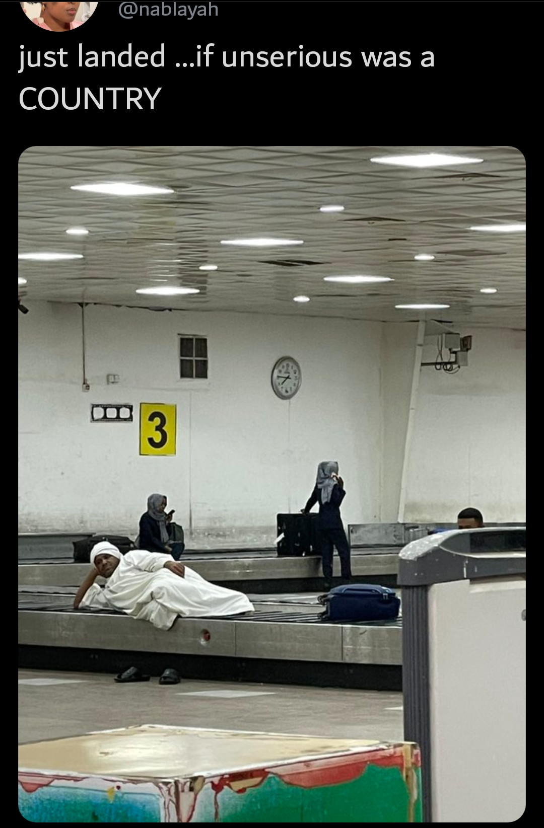 Madlad is chilling on a baggage carousel at the airport. | /r/madlads ...