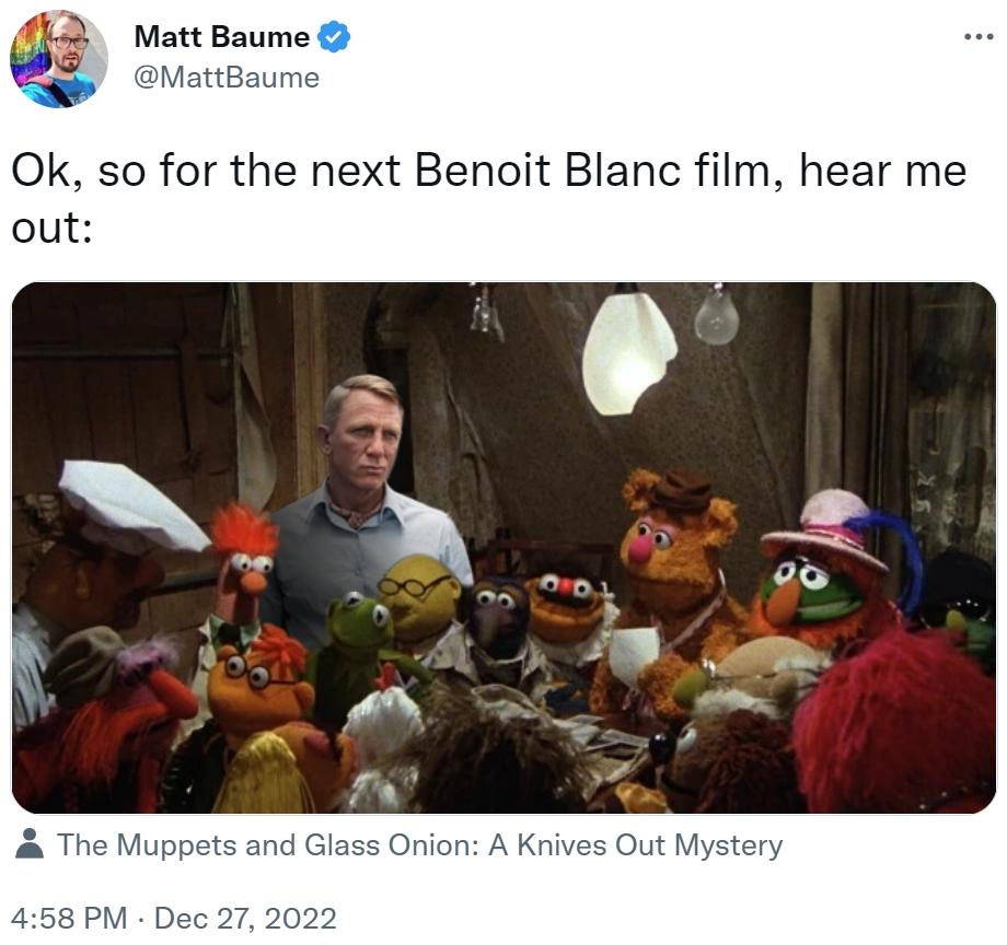 Ok, so for the next Benoit Blanc film, hear me out: | Benoit Blanc ...