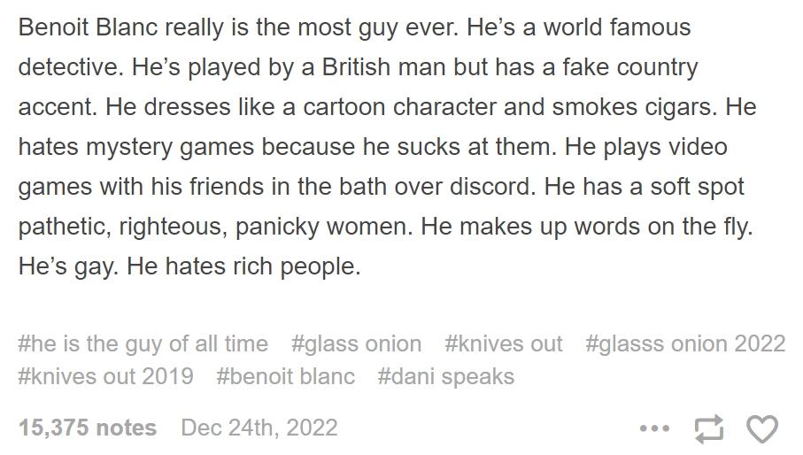 Benoit Blanc really is the most guy ever | Benoit Blanc | Know Your Meme