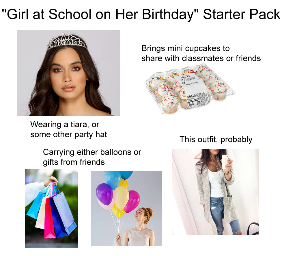 "Girl at School on Her Birthday" Starter Pack | /r/starterpacks ...
