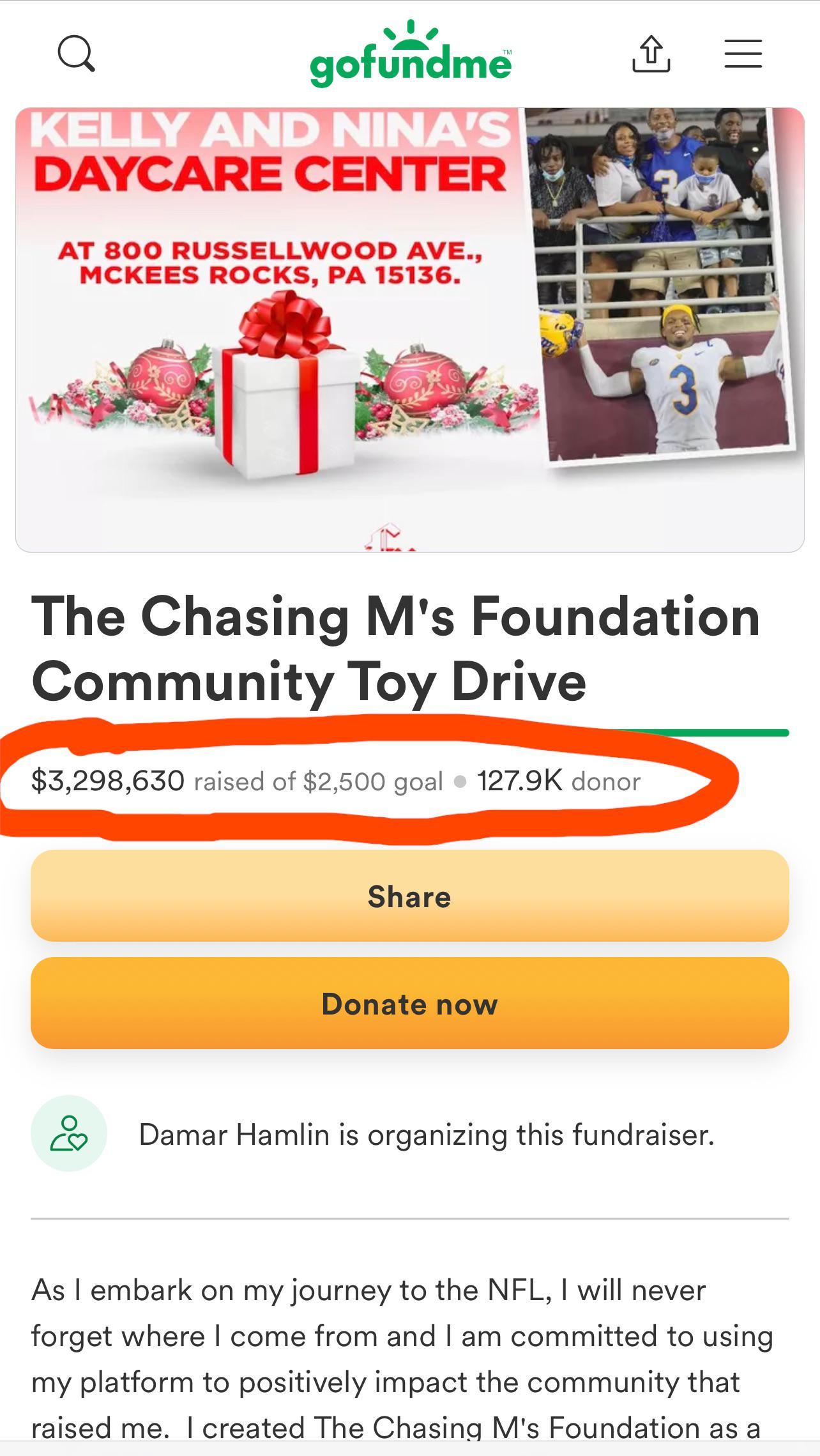 Donations to Damar Hamlin’s charity hours after his on-field cardiac ...