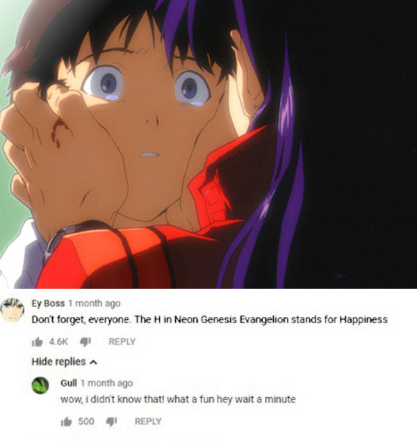 H stands for Happiness | Neon Genesis Evangelion | Know Your Meme