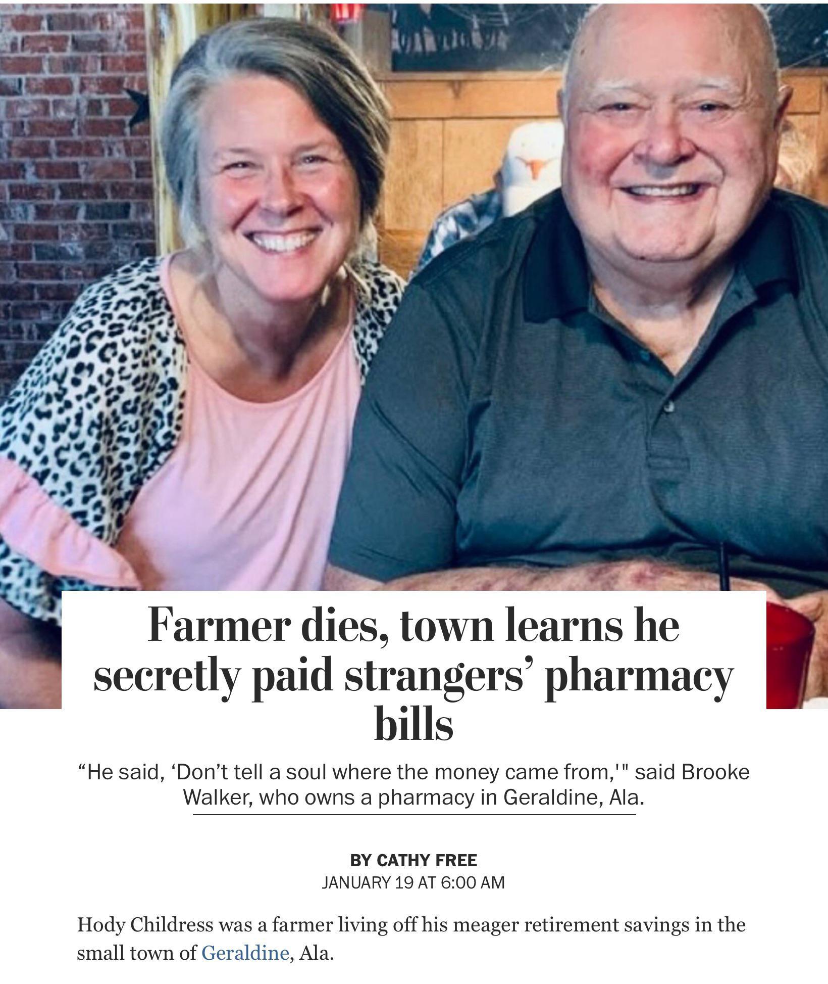Small town farmer pays for communities prescriptions for years… | /r ...