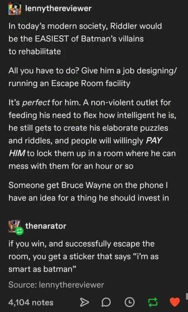 The Riddler's True Calling | Tumblr | Know Your Meme