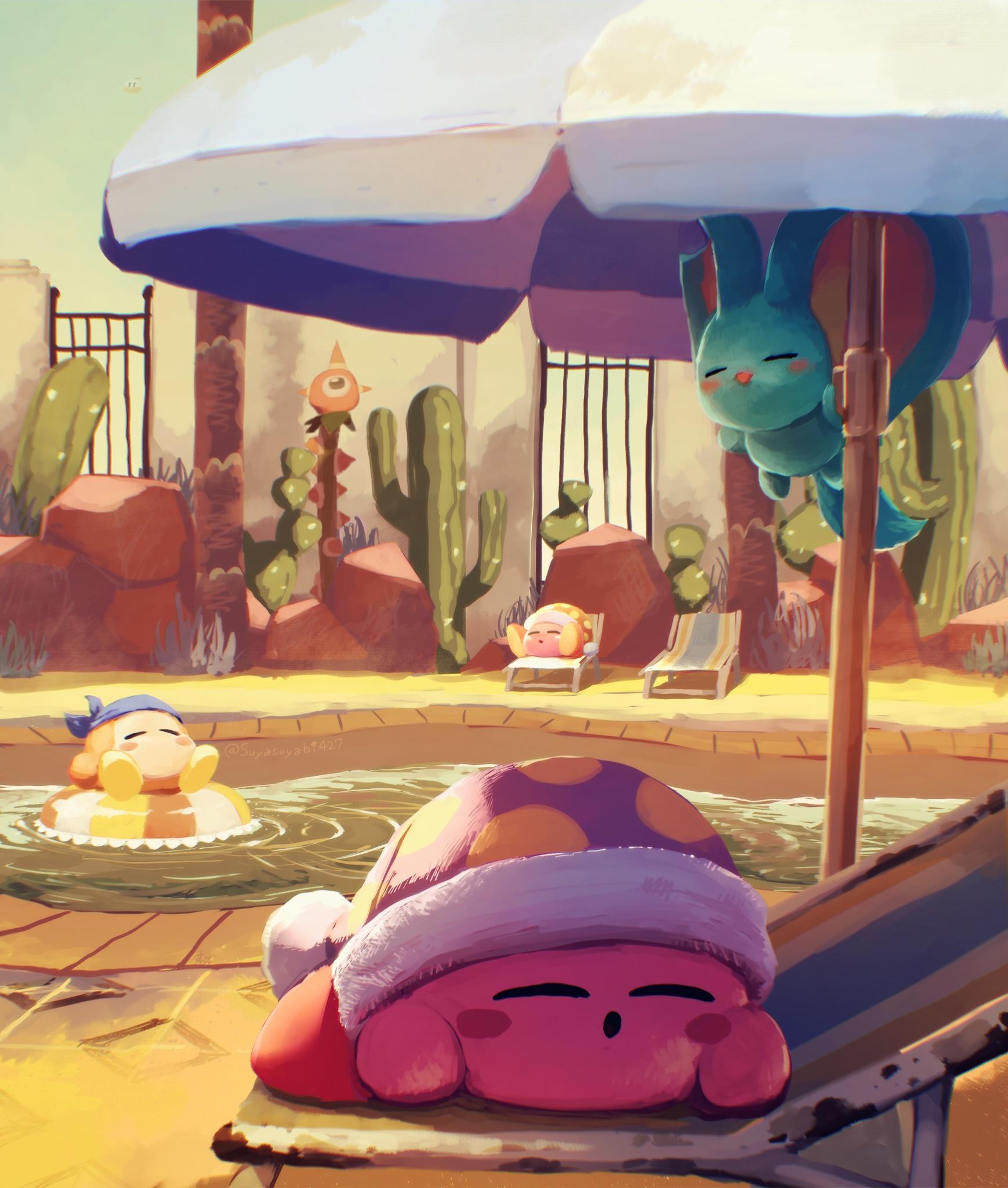 Resting by the pool | Kirby and the Forgotten Land | Know Your Meme