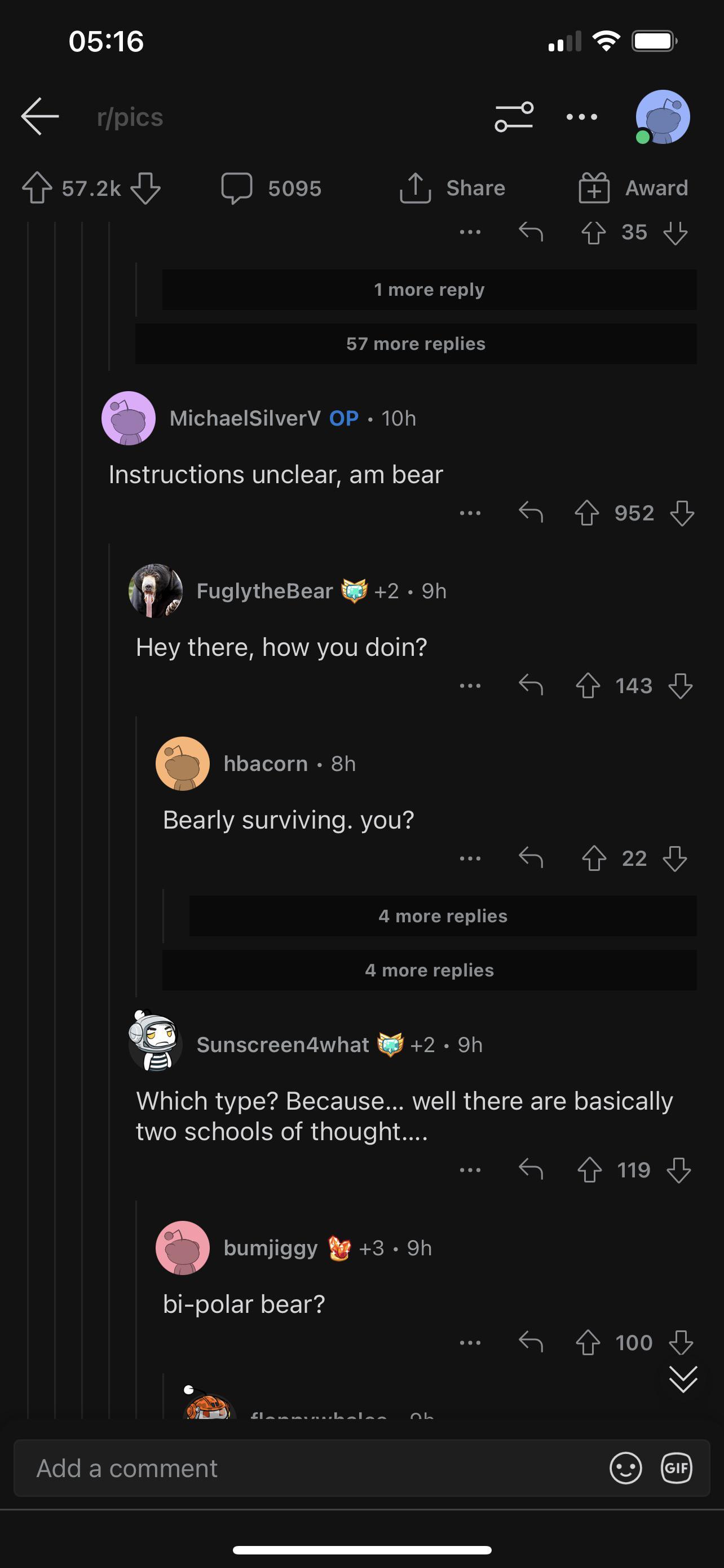 Context: Thread was about ensuring bear spray was applied on bears vice ...
