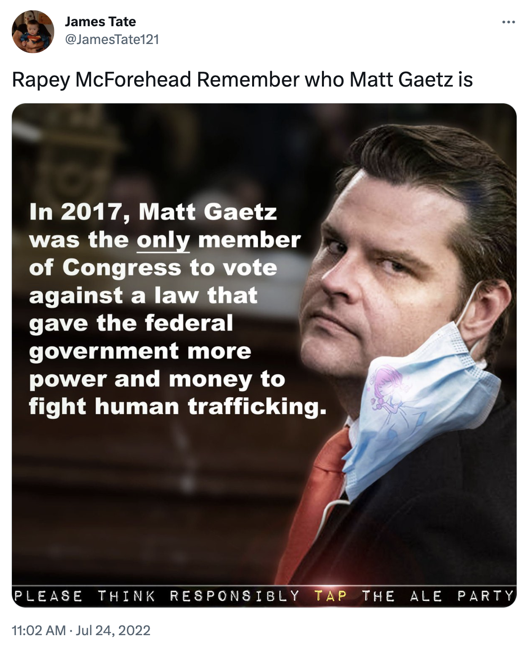 Rapey McForehead Matt Gaetz (Twitter Meme) | Rapey McForehead | Know Your Meme