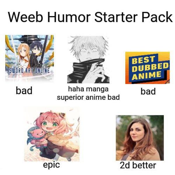 Weeb Humor Starter Pack | /r/starterpacks | Starter Packs | Know Your Meme