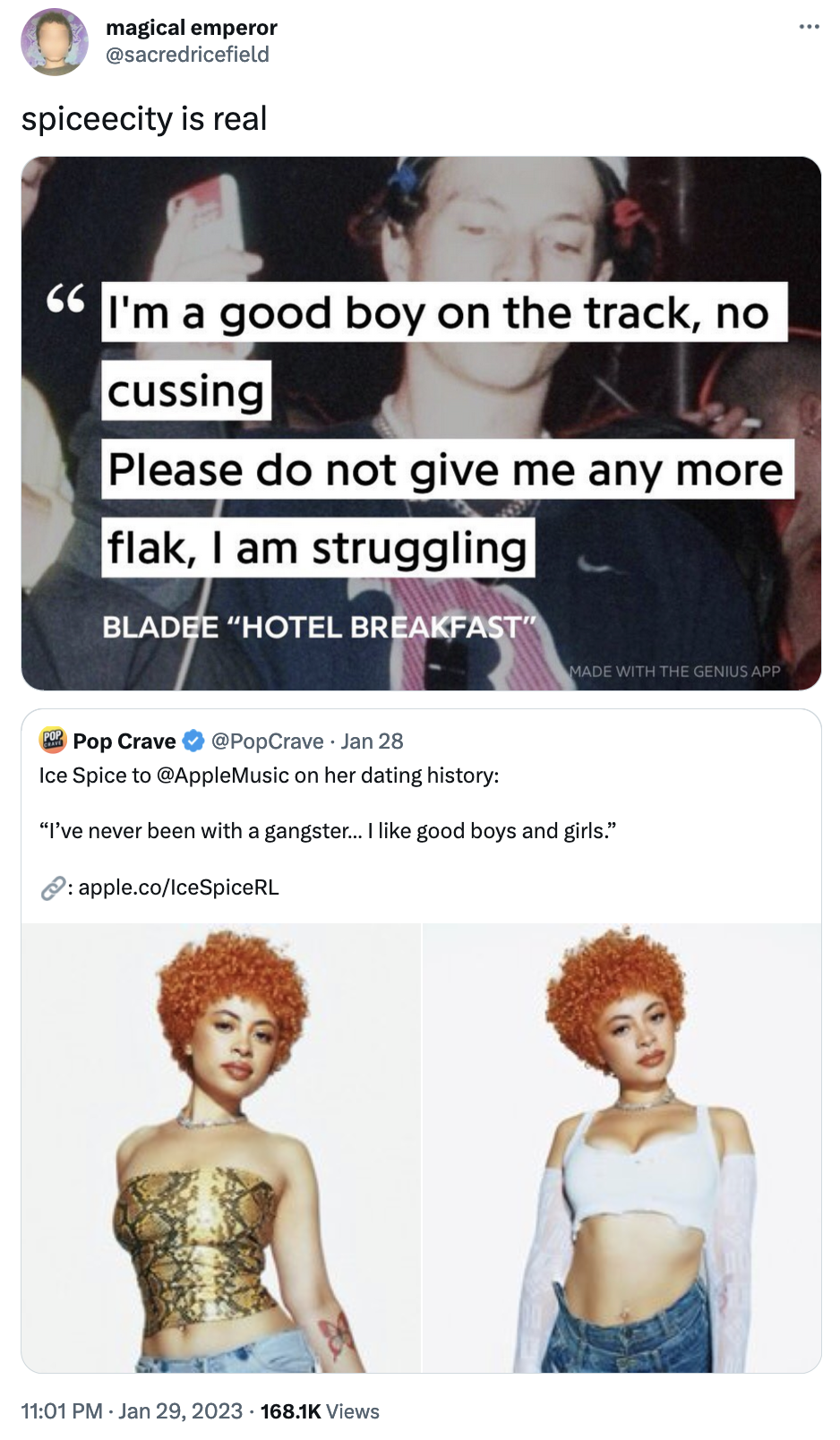 Ice Spice x Bladee I'm a good boy on the track | Ice Spice X Bladee | Know Your Meme