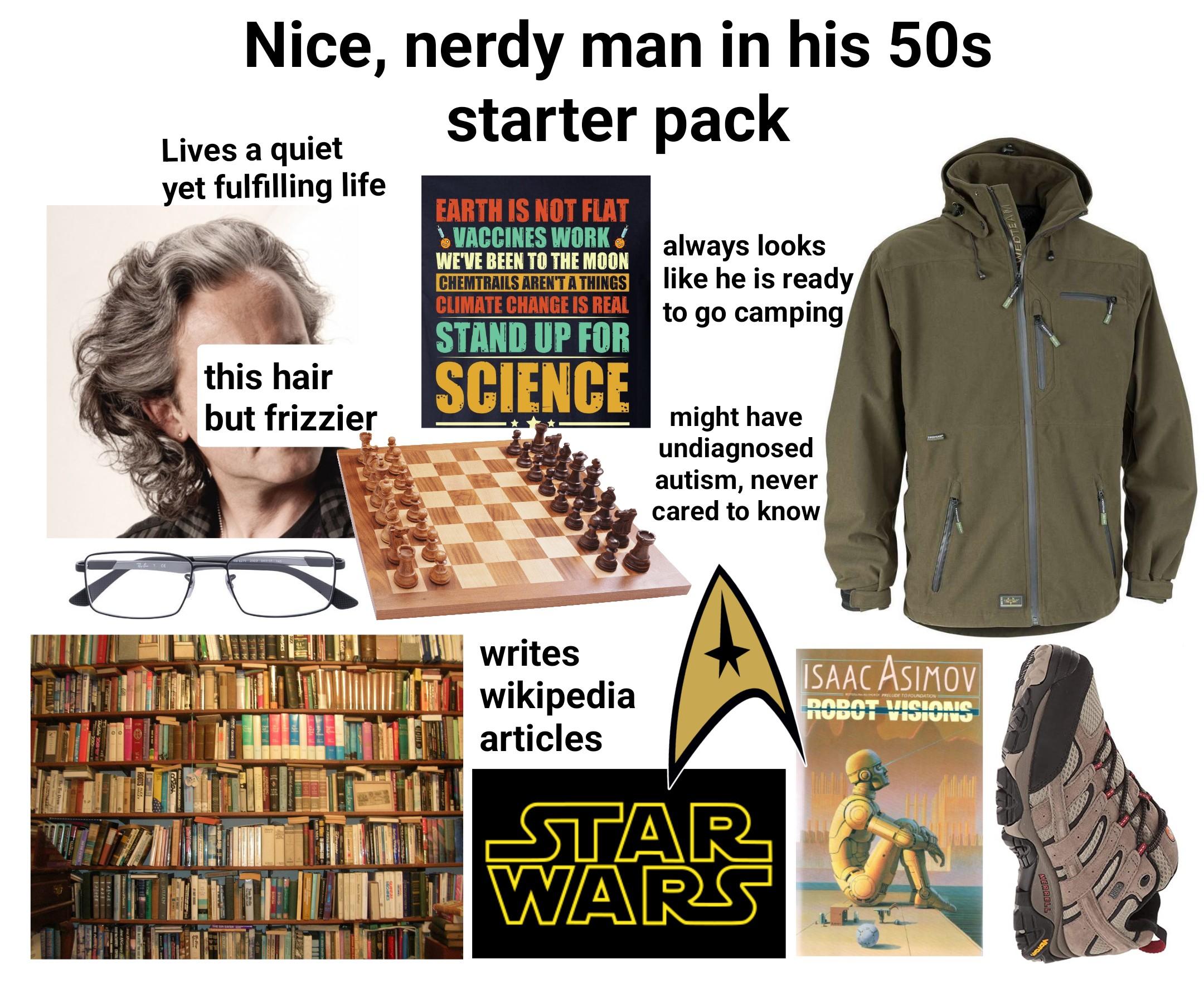 Old nerdy men starter pack. Forgot to add the miniature train setup lol ...