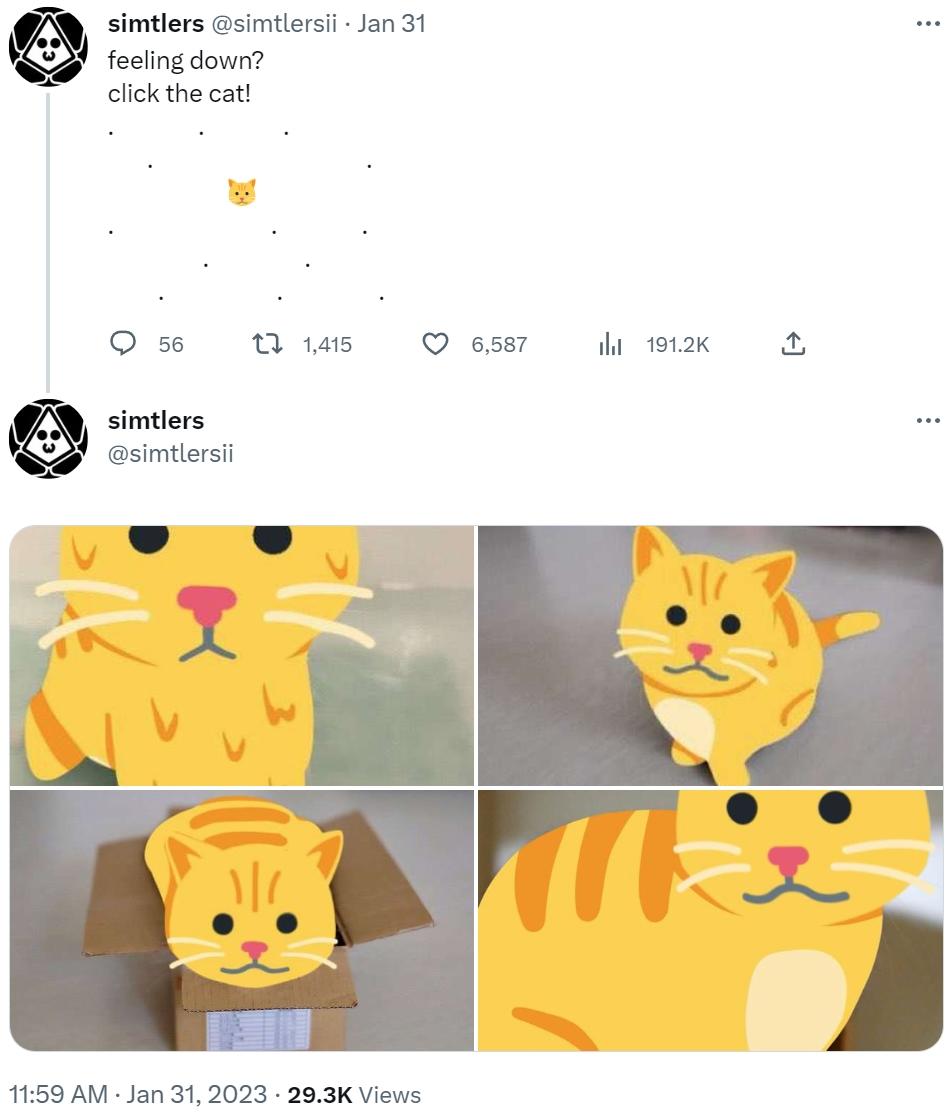 feeling down? click the cat! | Feeling Down? Click the X | Know Your Meme