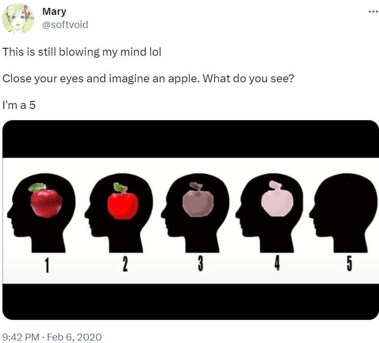 This is still blowing my mind lol Close your eyes and imagine an apple ...